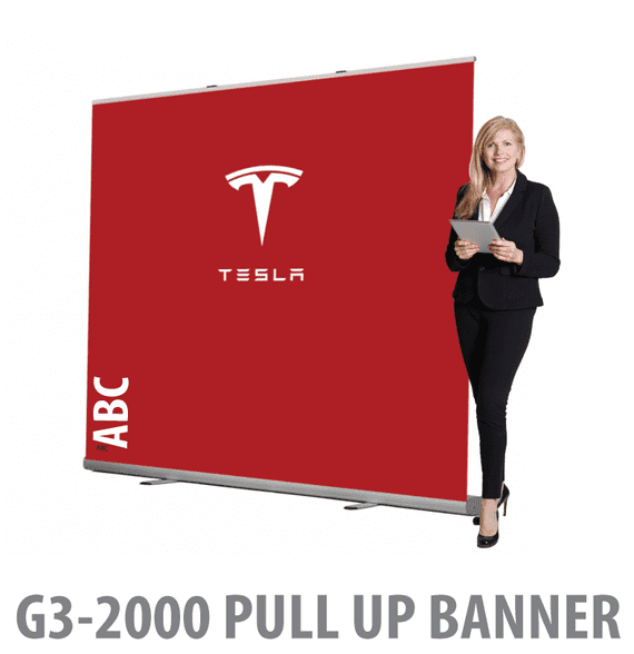 Pull up banner stand 2m wide with bag and high quality graphic panel