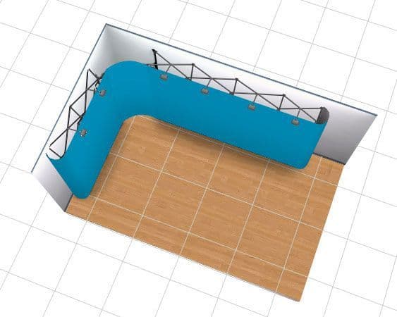 L Shaped Pop Up Stand 3x3 Curved Exhibition Display Stands 2200mm high ...