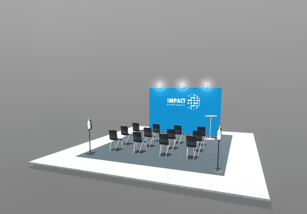Square corner fabric event, exhibition stand and display