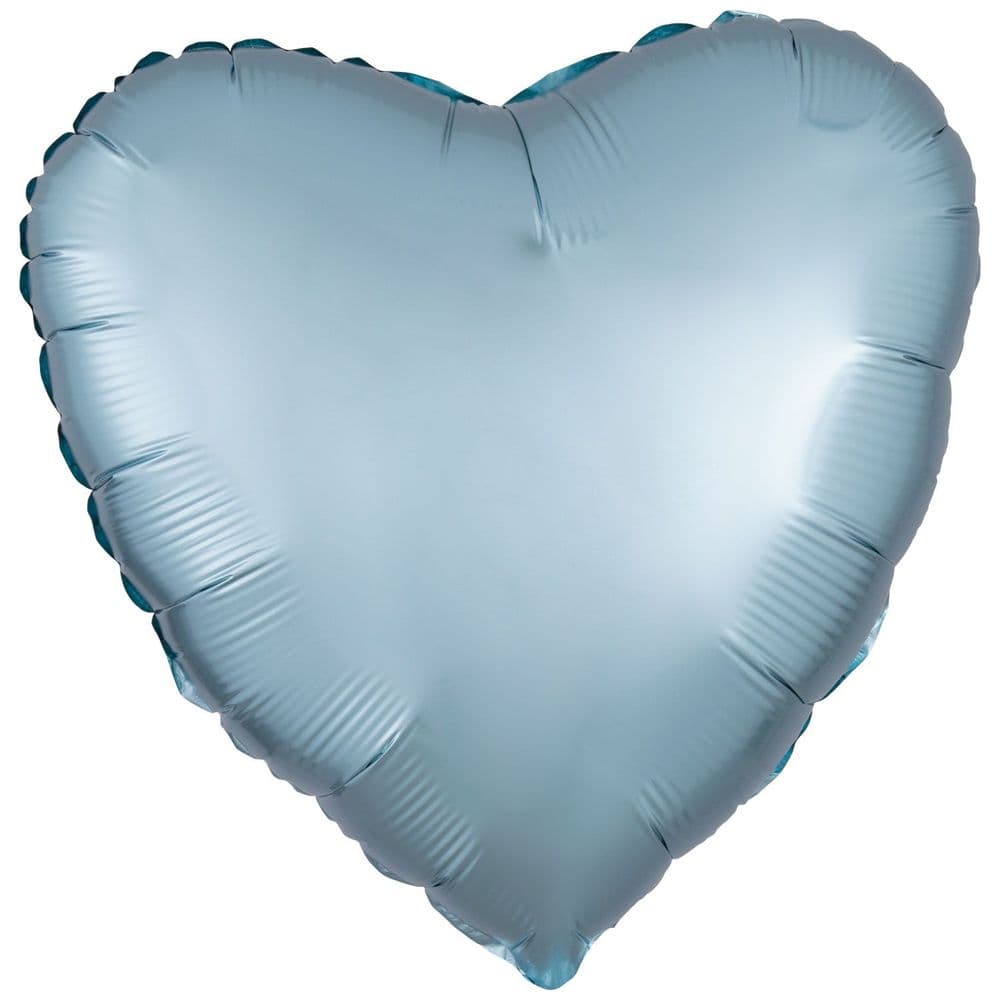 18" Silk Lustre Pastel Blue Heart Foil Balloon