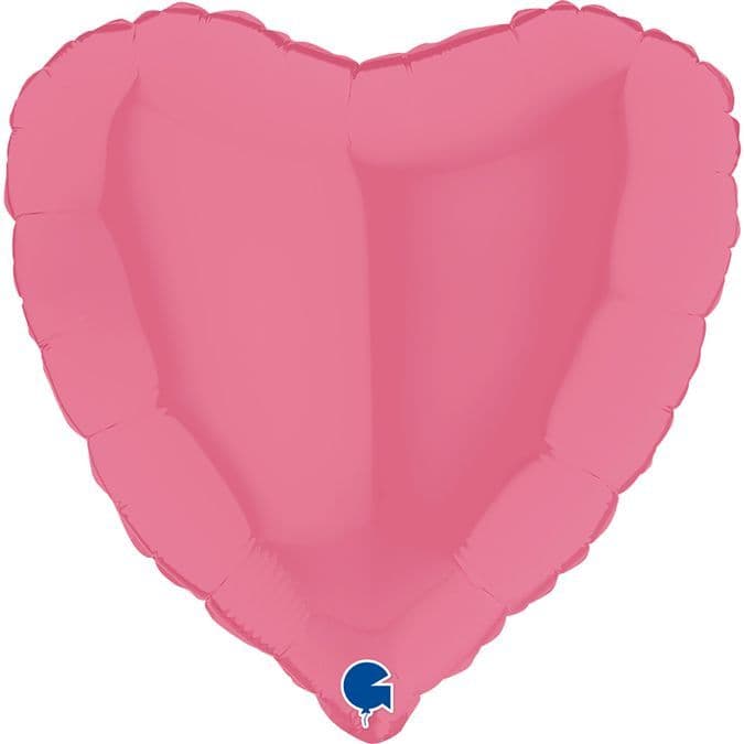 18" Standard Bubble Gum Pink Heart Foil Balloon