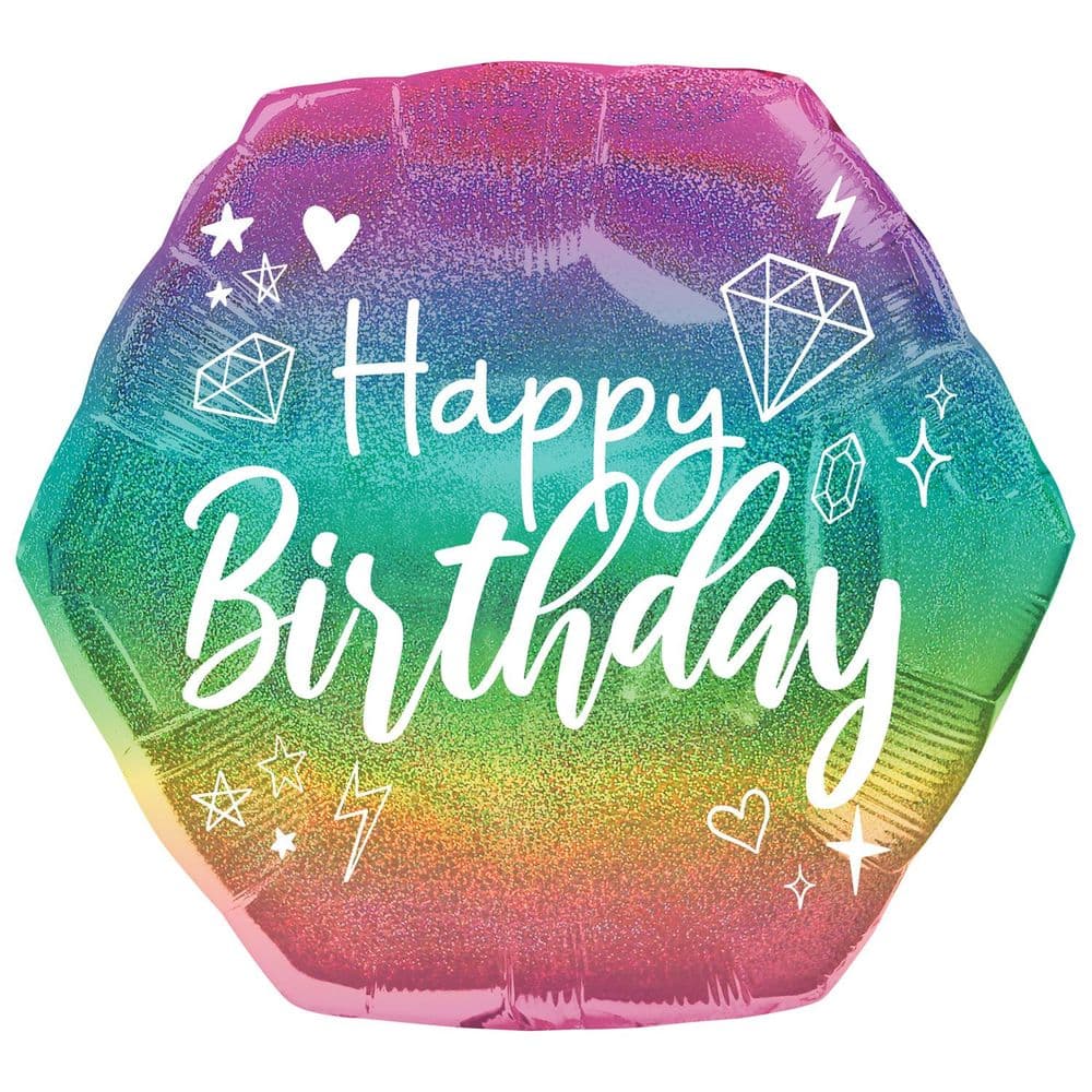 23" Sparkle Birthday Holographic SuperShape Foil Balloon