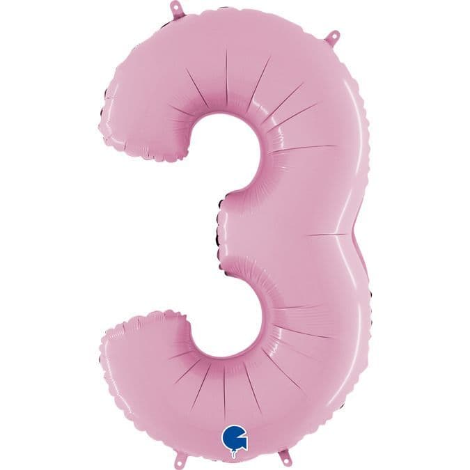 26" Pastel Pink Number Three Foil Balloon