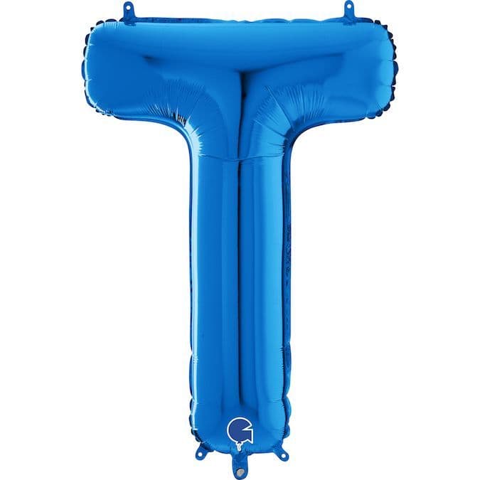 26" Standard Blue Letter T Foil Balloon