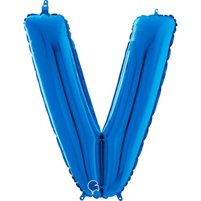26" Standard Blue Letter V Foil Balloon