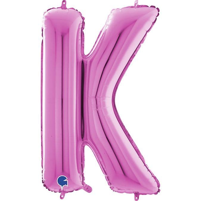 26" Standard Fuchsia Letter K Foil Balloon