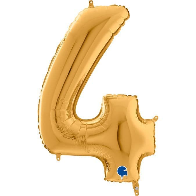 26" Standard Gold Number Four Foil Balloon
