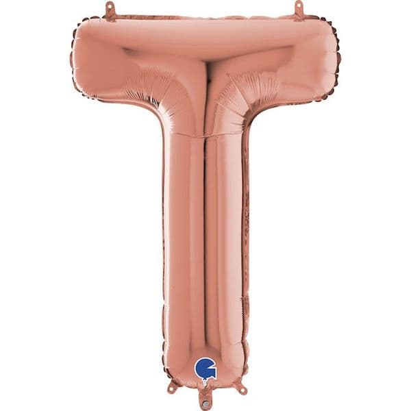 26" Standard Rose Gold Letter T Foil Balloon