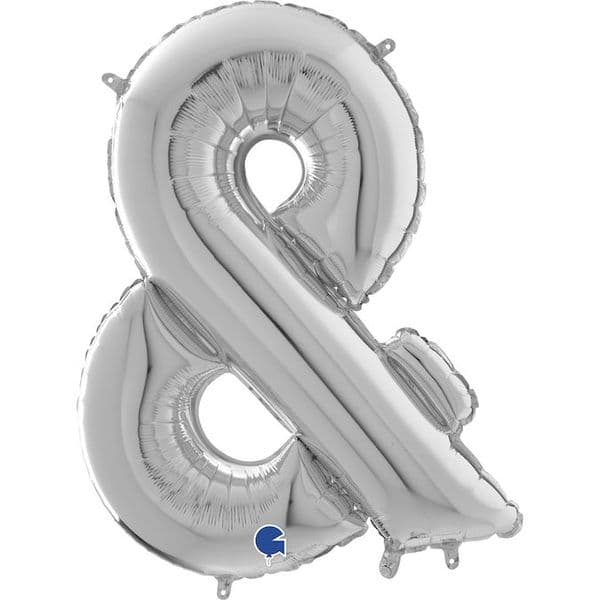 26" Standard Silver Symbol Ampersand Foil Balloon