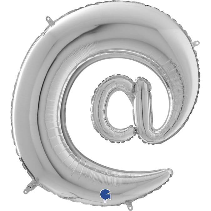 26" Standard Silver Symbol At Sign Foil Balloon