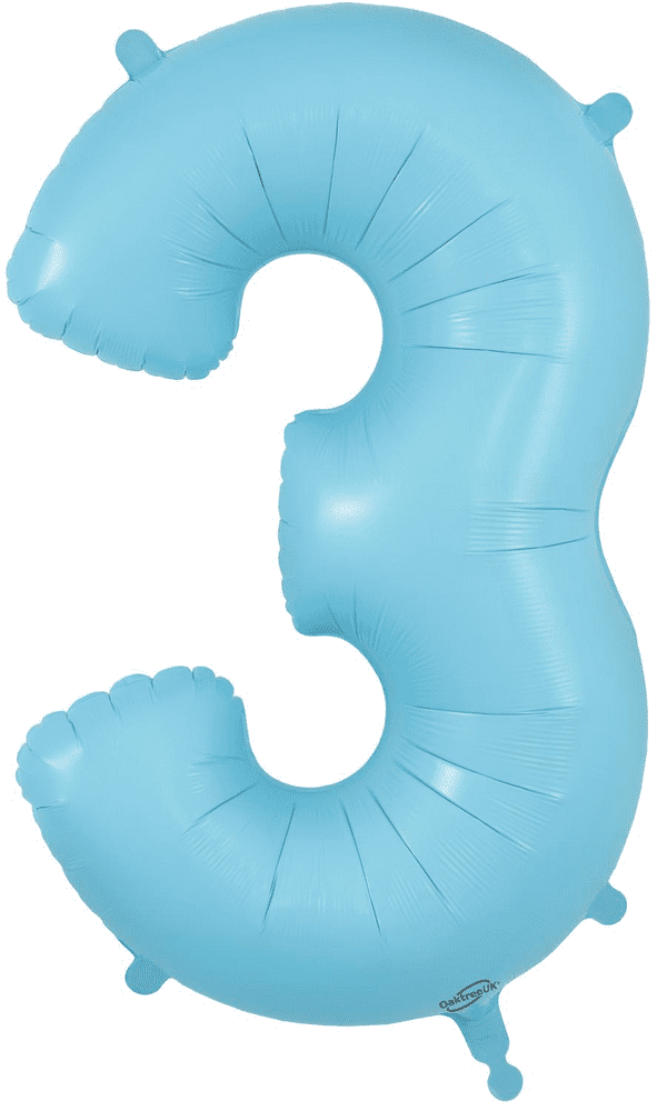34" Matte Blue Number Three Foil Balloon
