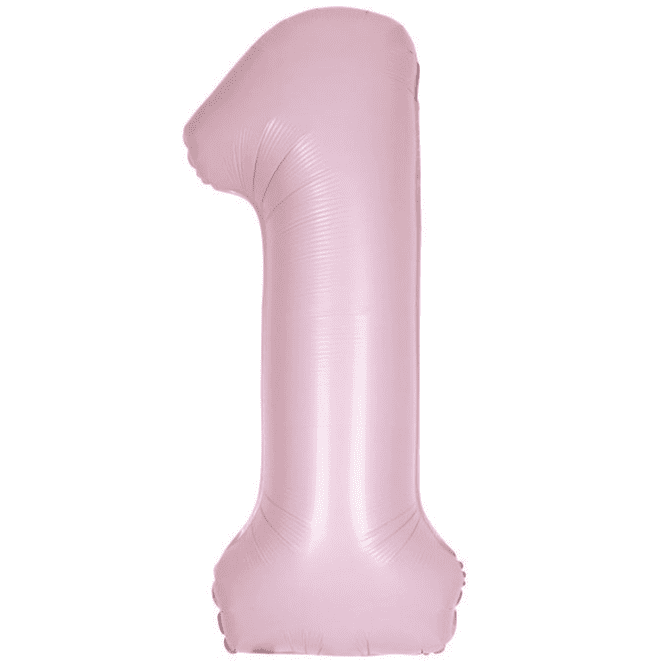 34" Matte Lovely Pink Number One Foil Balloon