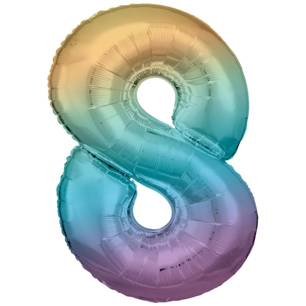 34" Pastel Rainbow Number Eight Foil Balloon
