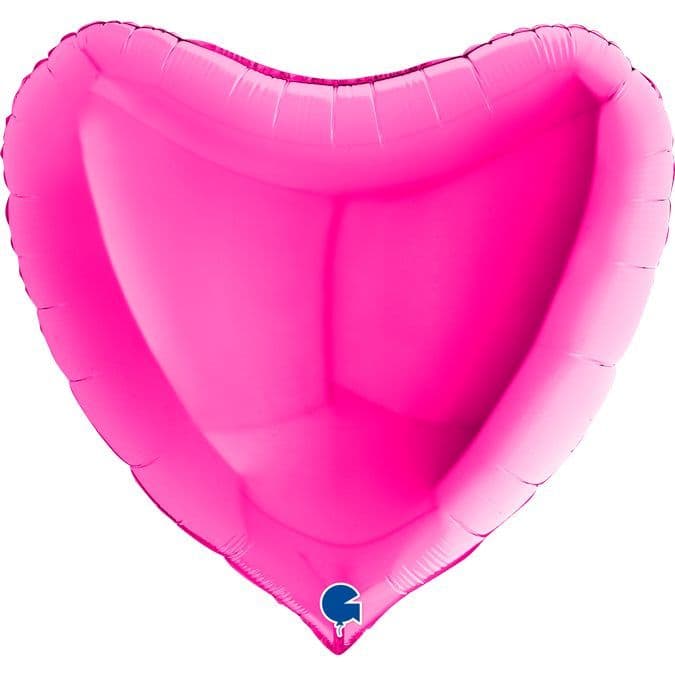 36" Standard Magenta Heart Foil Balloon