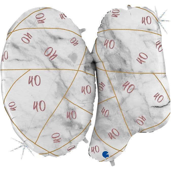 40" 40th Birthday Rose Gold Marble Numbers Foil Balloon