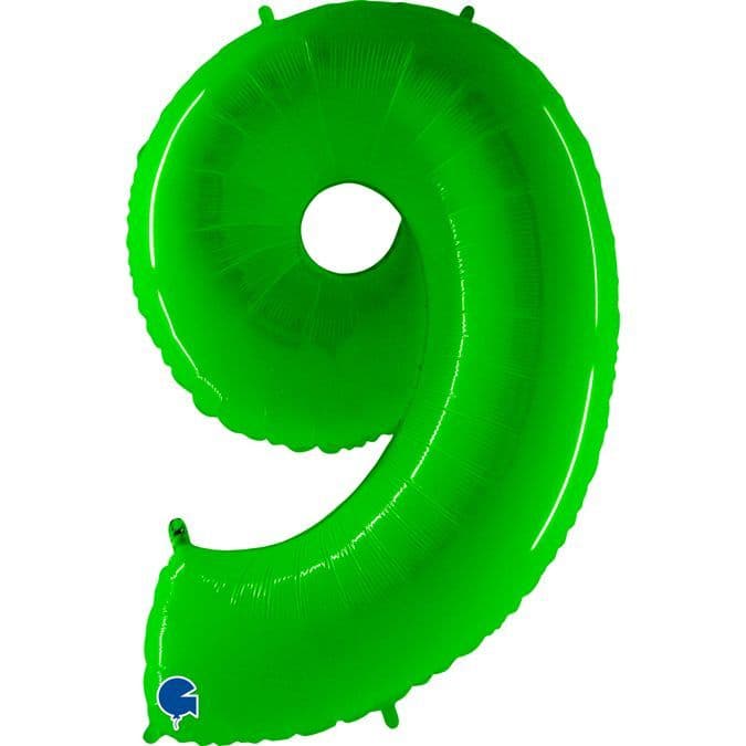 40" Fluorescent Lime Green Number Nine Foil Balloon