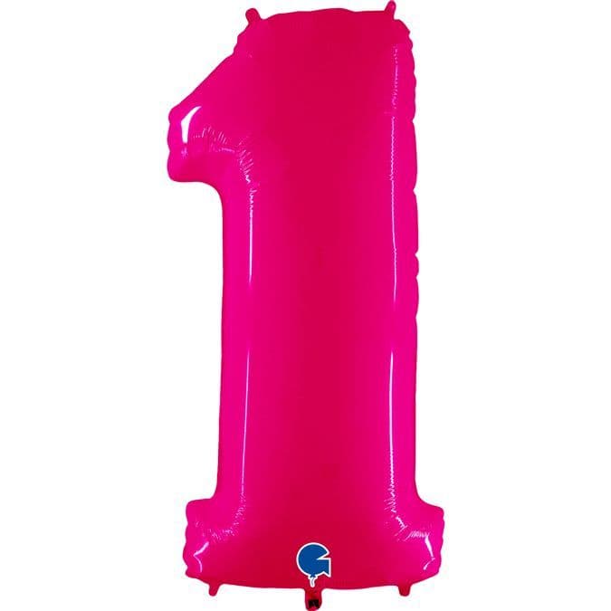 40" Fluorescent Pink Number One Foil Balloon