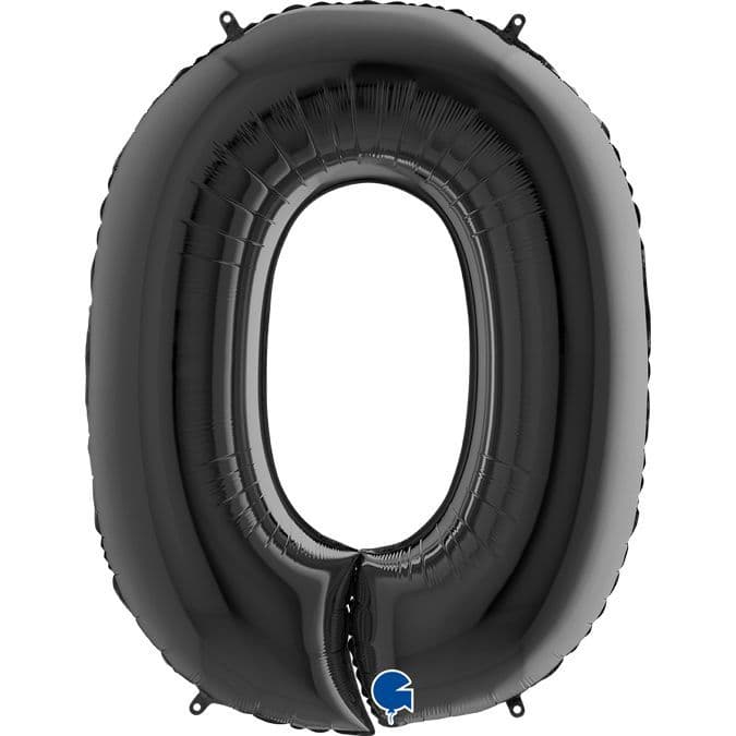 40" Standard Black Number Zero Foil Balloon