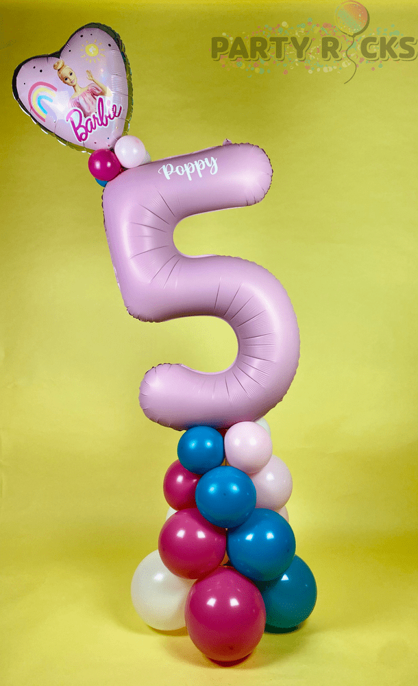 Barbie Birthday Number Balloon Stack