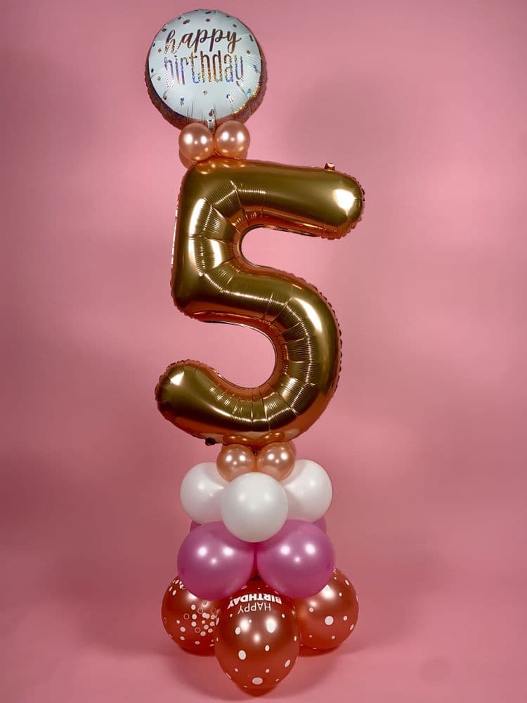 Birthday Gold and Pink Number Balloon Stack