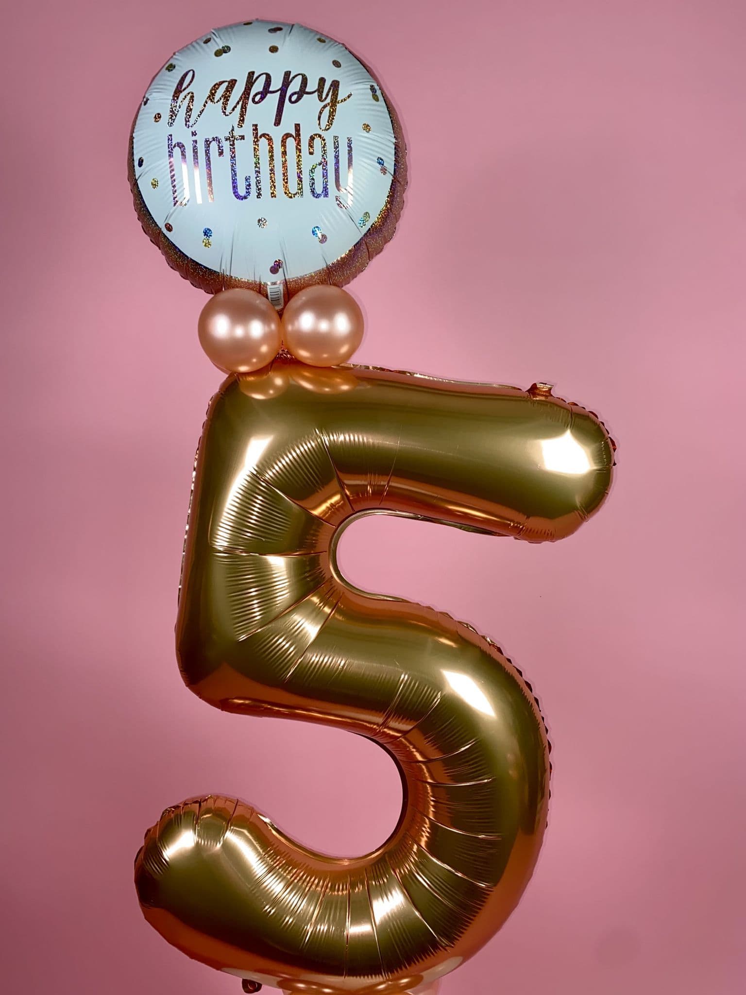 Birthday Rose Gold and Pink Double-Number Balloon Stacks