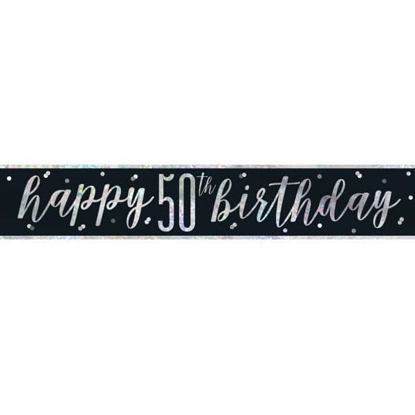 Black Glitz 50th Birthday Banner