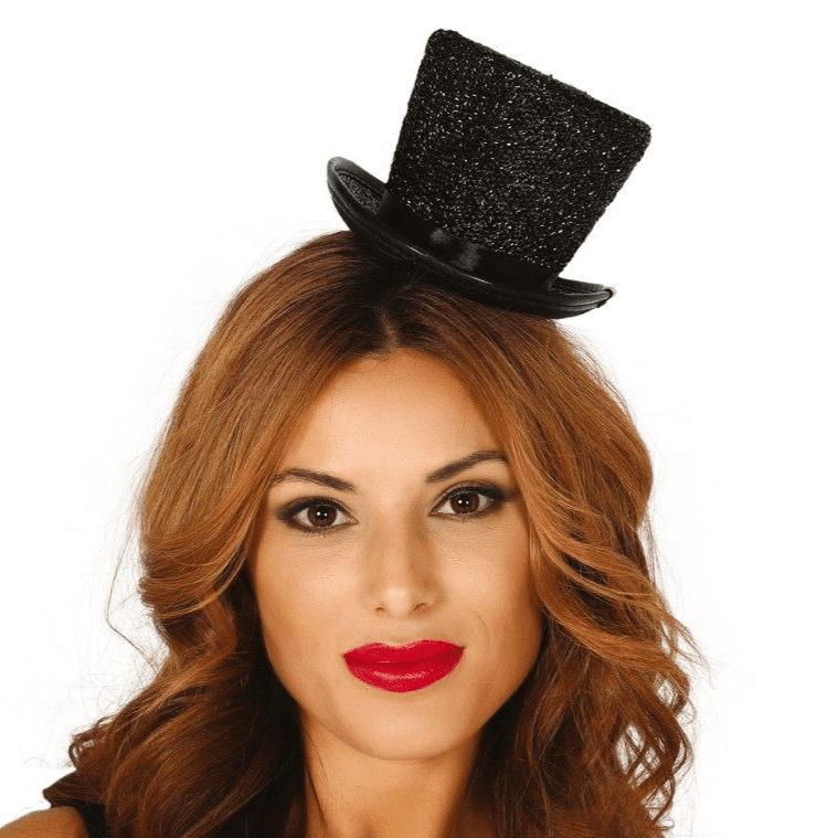 Black Sequin Miniature Top Hat