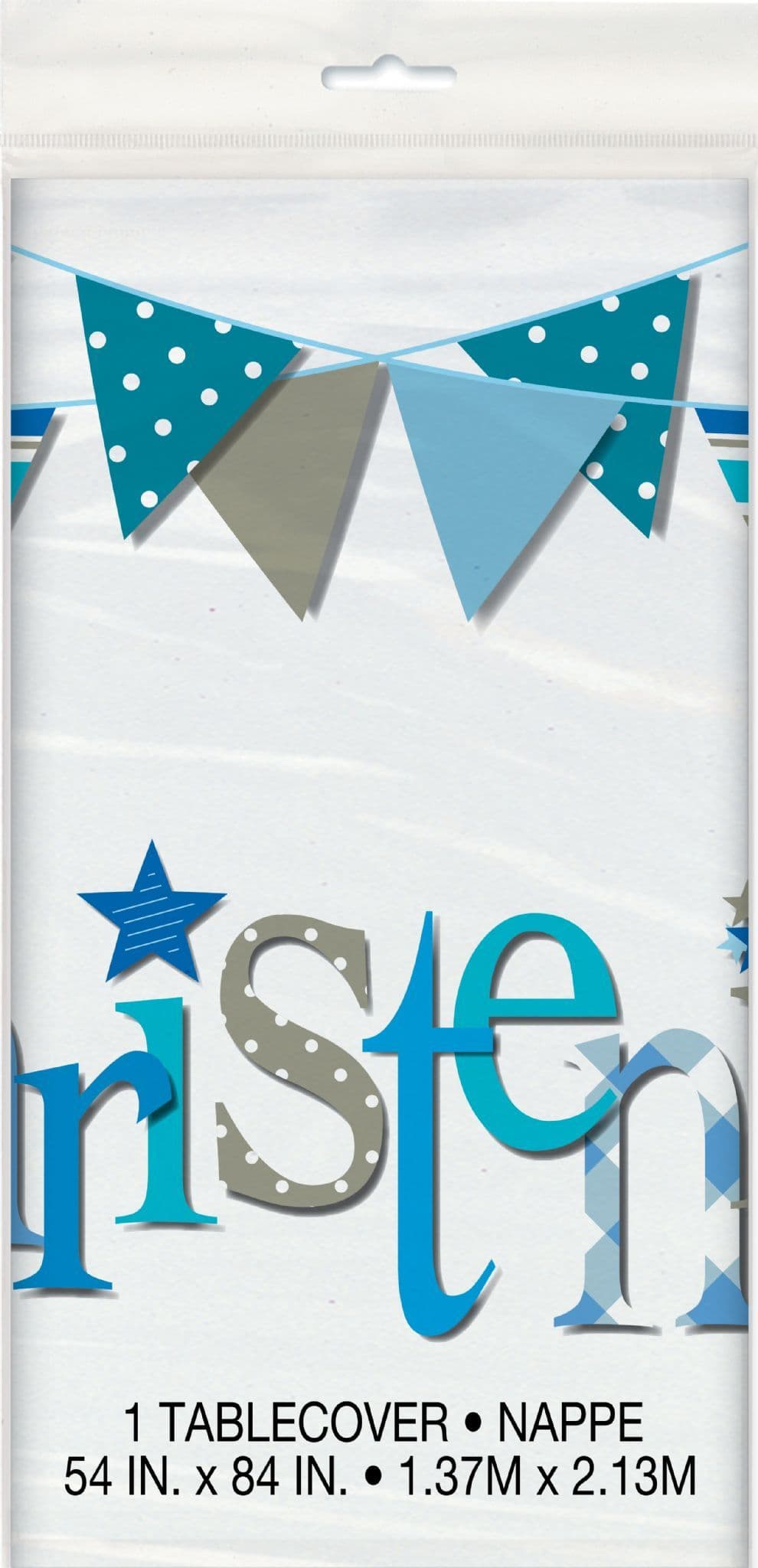 Blue Bunting Christening Table Cover