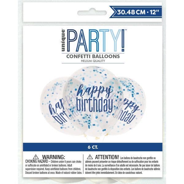 Blue Glitz Happy Birthday Confetti Balloons