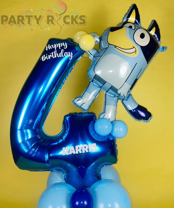 Bluey Birthday Number Balloon Stack