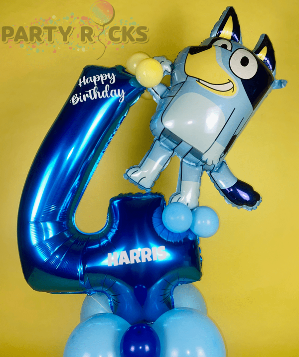 Bluey Birthday Number Balloon Stack