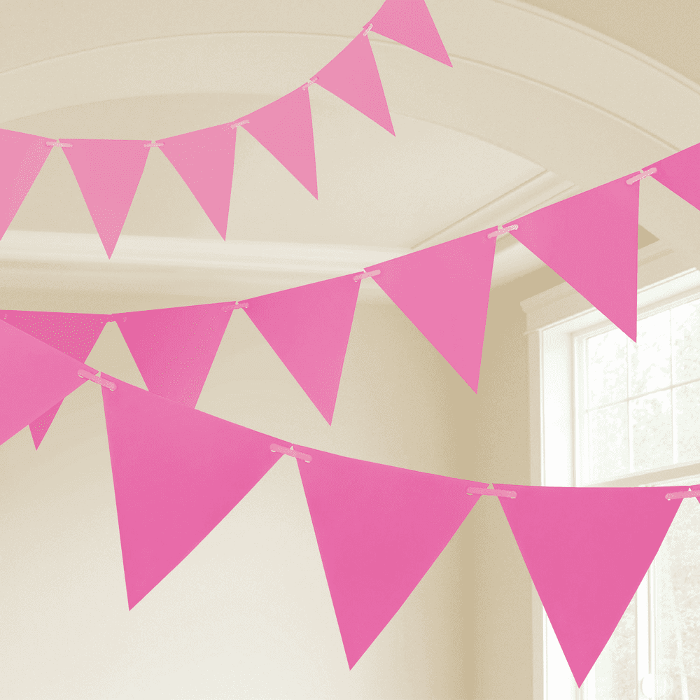 Bright Pink Plastic Pennants 10m