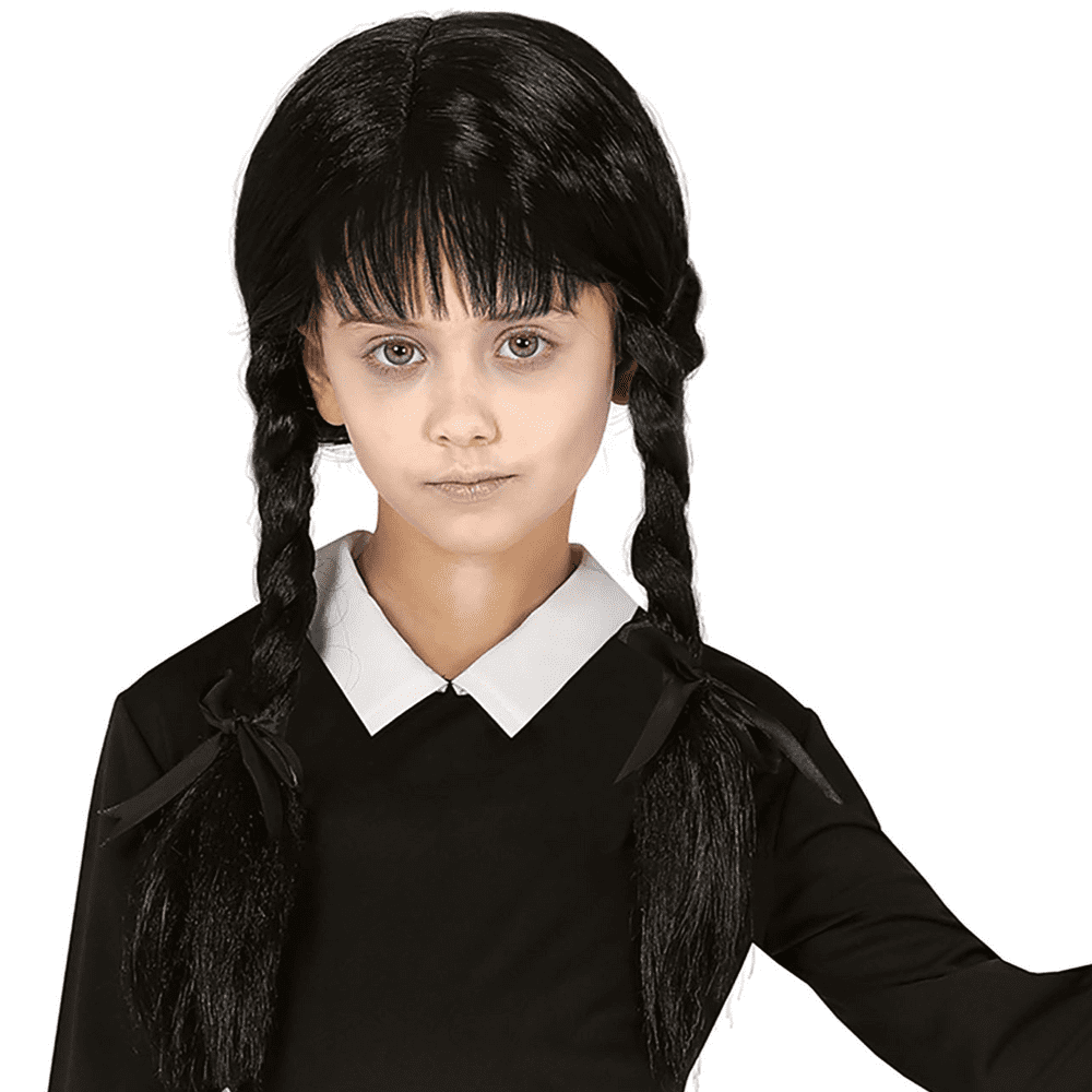 Child s Black Braid Wig With Fringe