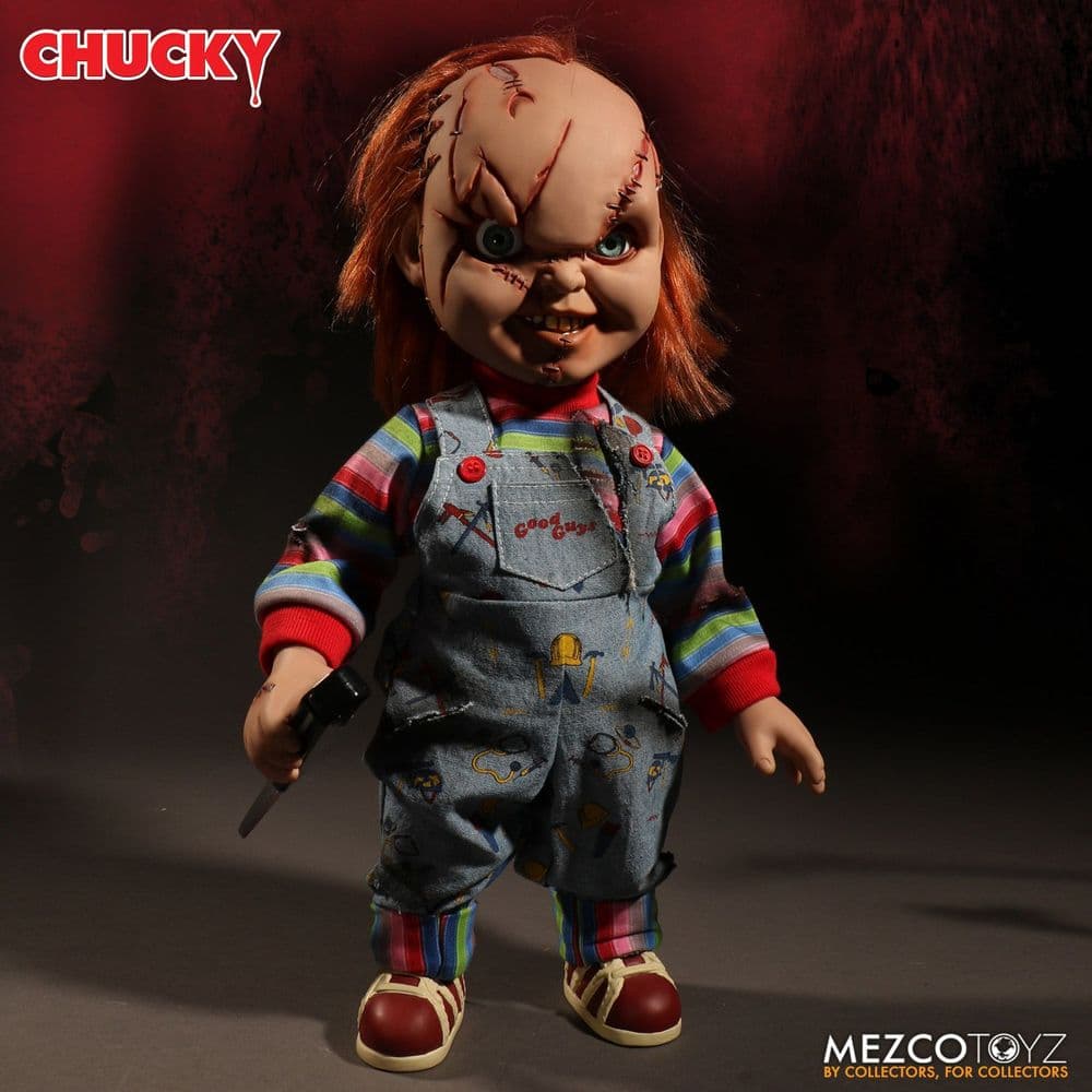 Child s Play Chucky Scarred Face 15" MDS Mega Scale Figure With Sound