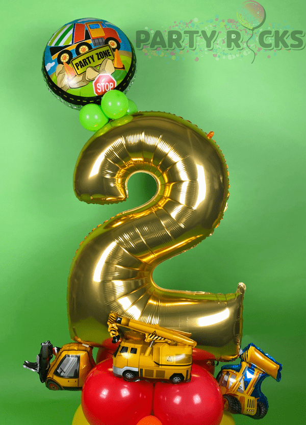 Construction Birthday Number Balloon Stack