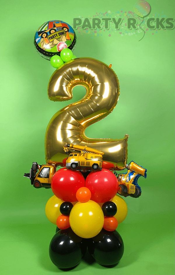 Construction Birthday Number Balloon Stack