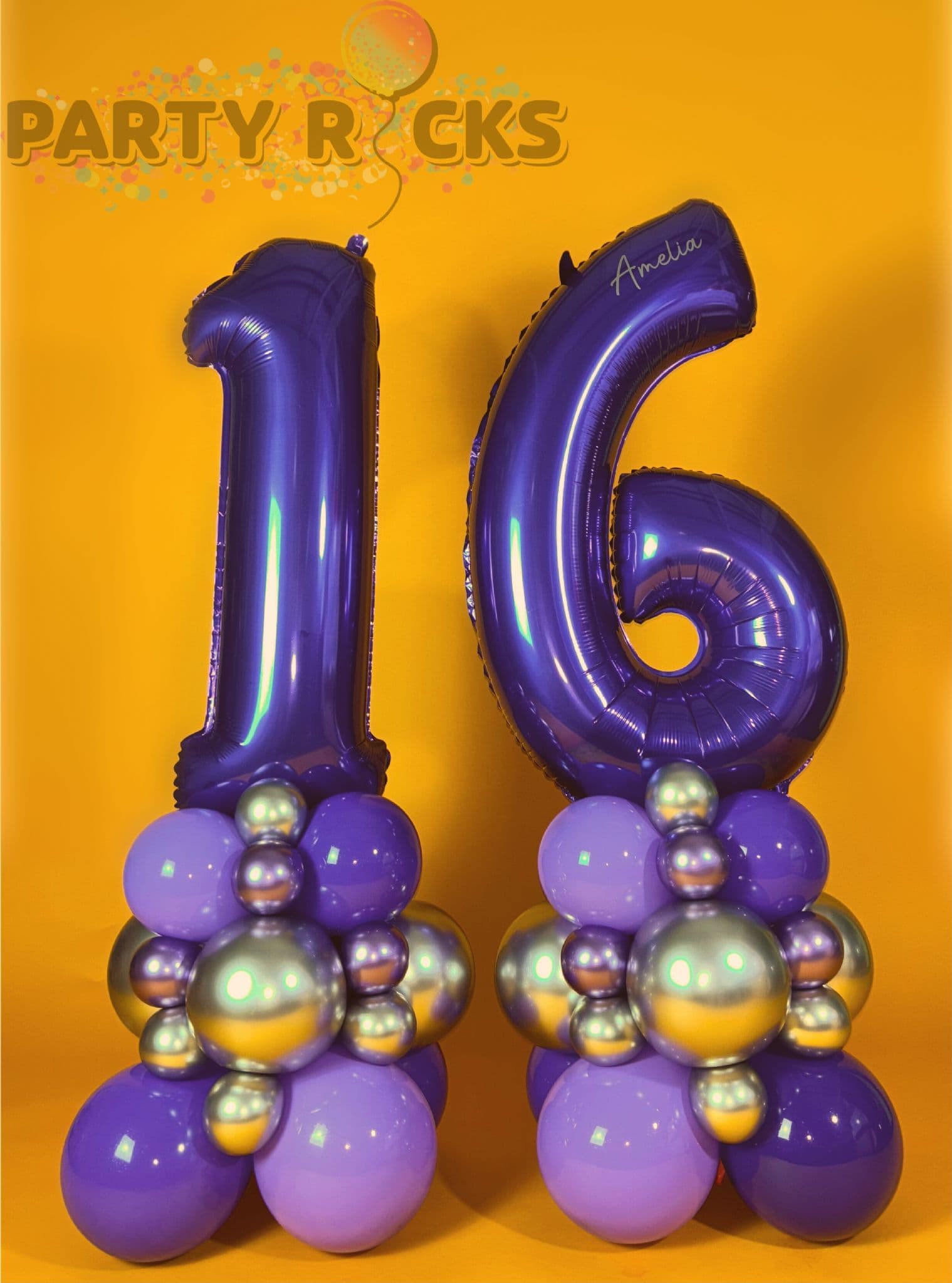 Deluxe Birthday Double-Number Balloon Stacks And Sparkle Bubble Balloon ...