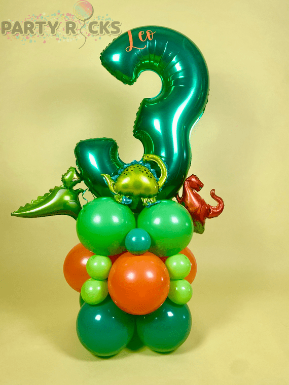 Dinosaur Birthday Number Balloon Stack