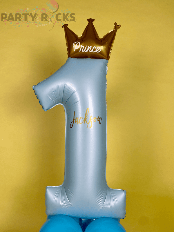 First Birthday Prince Number Balloon Stack