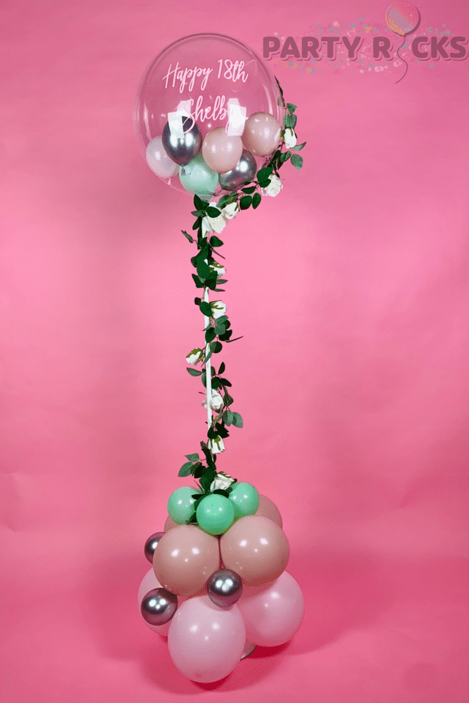 Floral Birthday Bubble Balloon Column