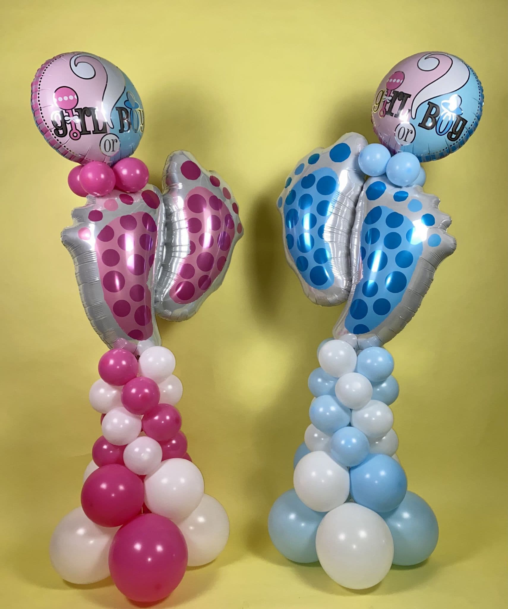 Gender Reveal Baby Footprints Balloon Stacks