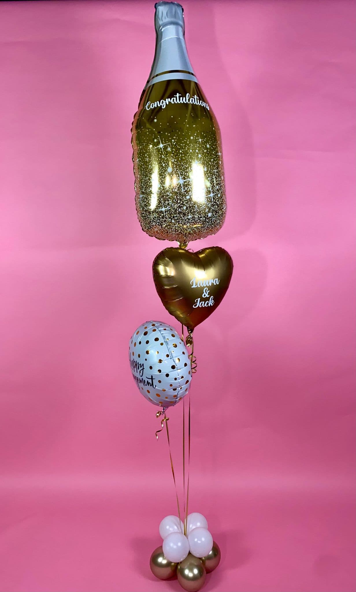 Golden Bubbly Bottle Balloon Bouquet