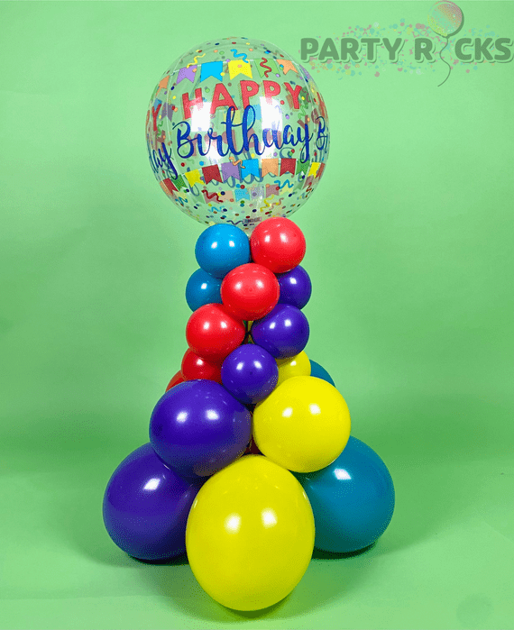 Happy Birthday Banner Bash Balloon Column