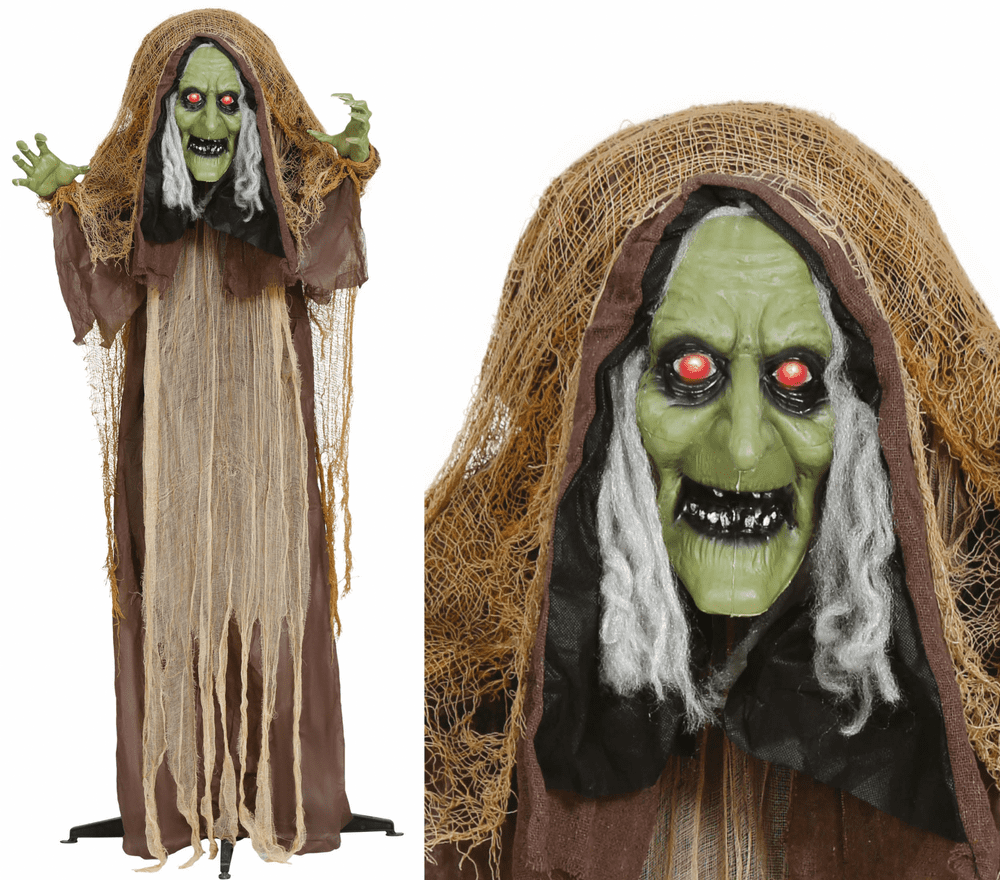 Hunchback Green Witch Animatronic With Light Sound And Movement