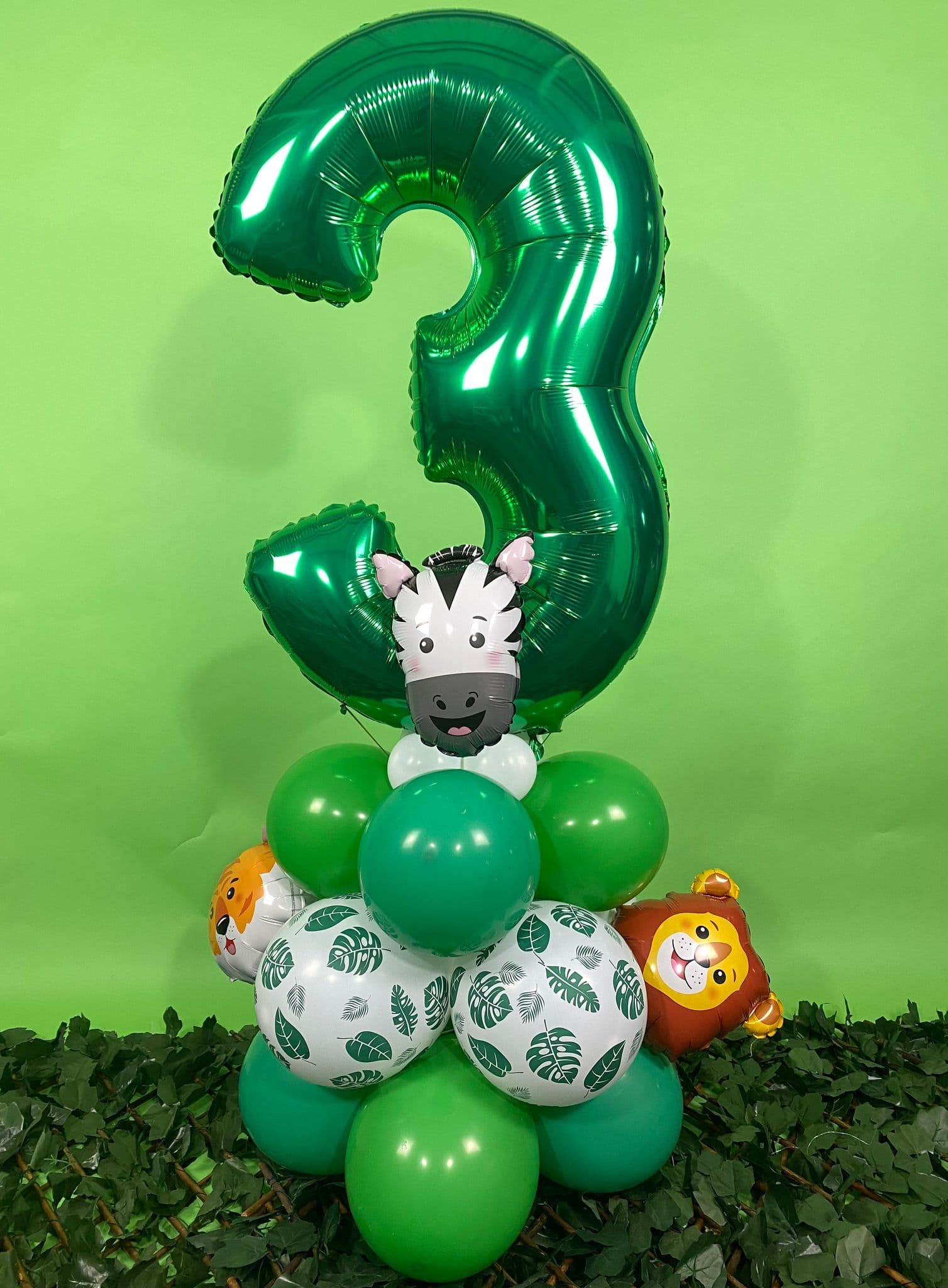 Jungle Number Balloon Stack and Lion Balloon Body Stack Package