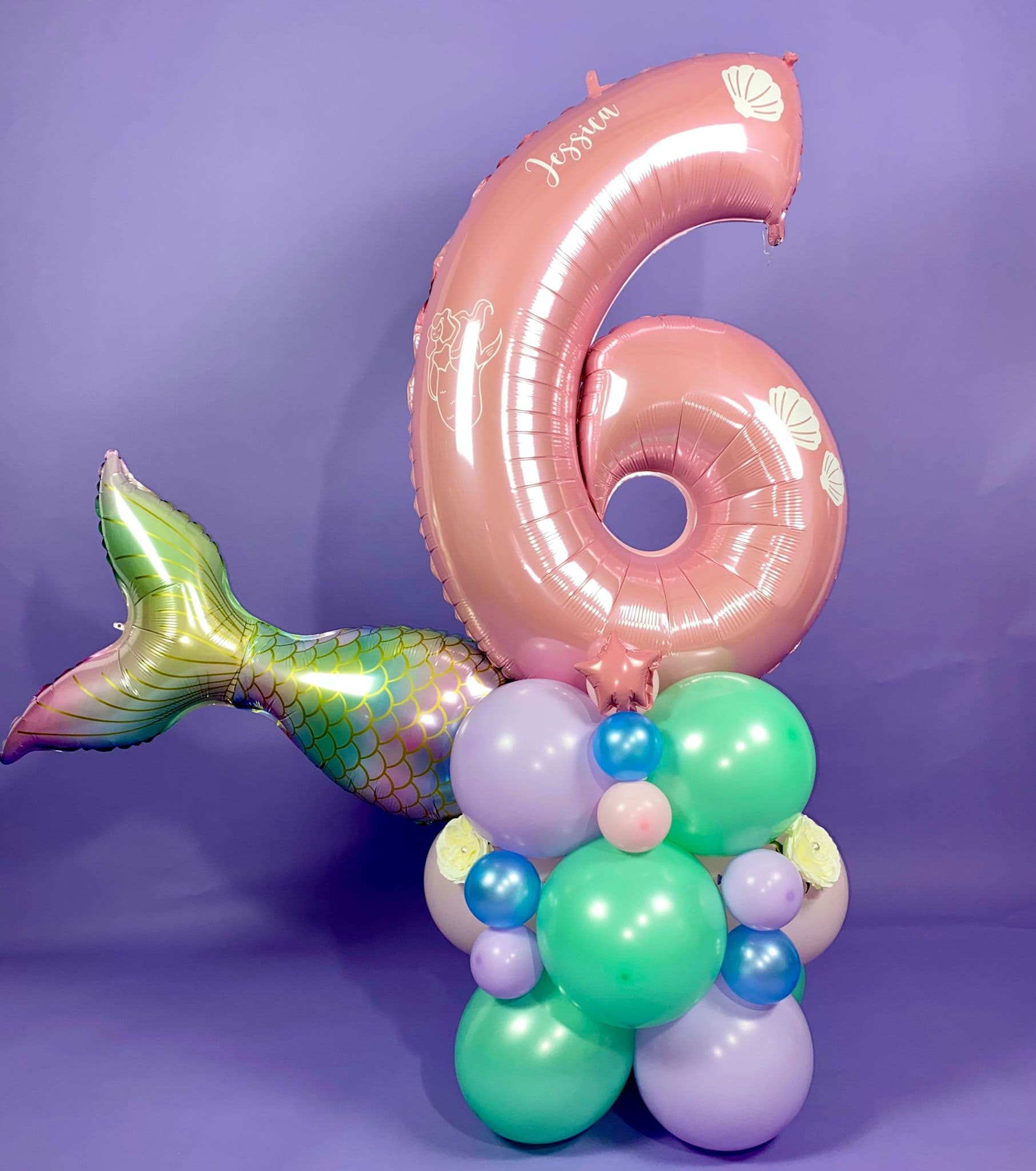Mermaid Tail and Number Balloon Stack