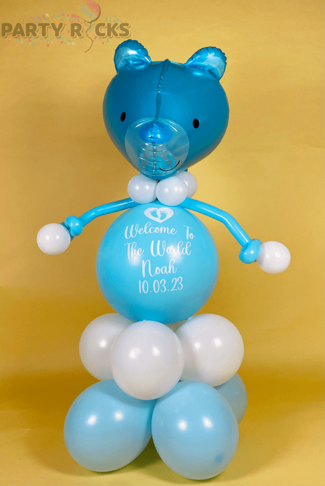 New Baby Boy Bear Balloon Stack