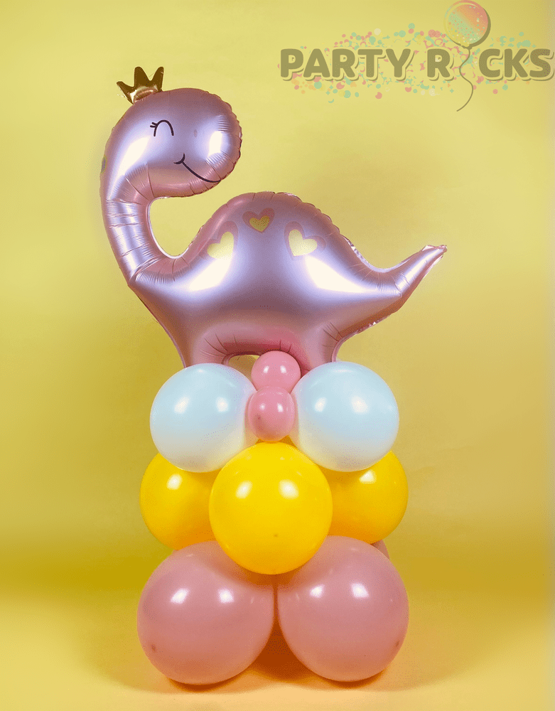 Pink Dinosaur Balloon Stack