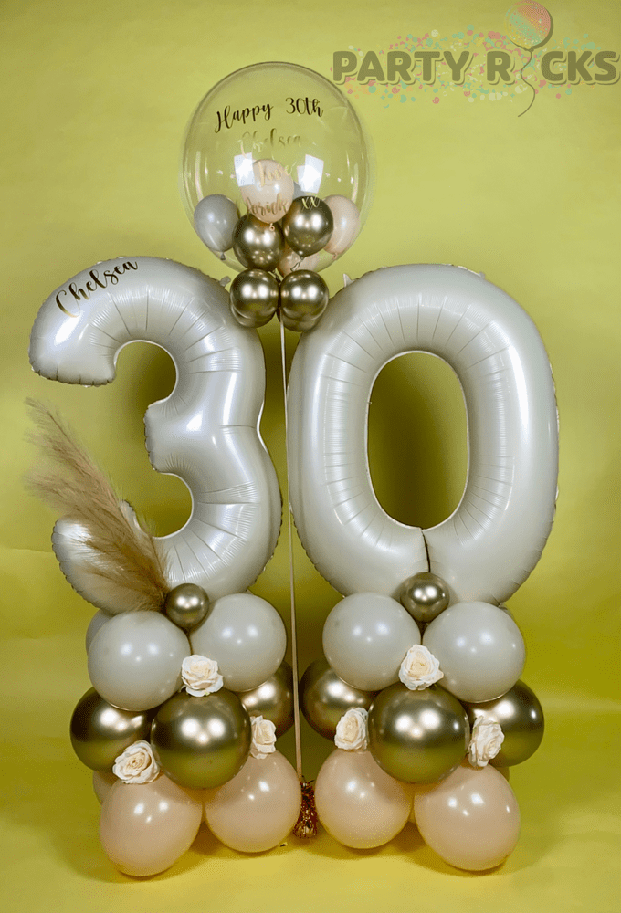 Satin Cream and Gold Birthday Balloon Package