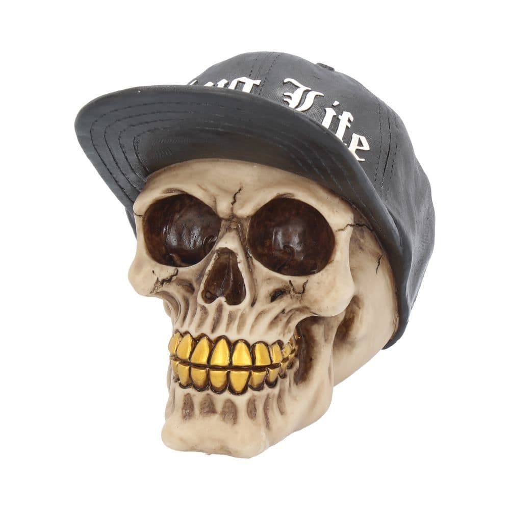 Thug Life Skull with Gold Teeth and Baseball Cap Ornament